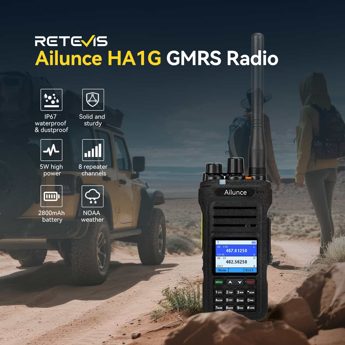 Ailunce HA1G IP67 Waterproof GMRS Radio