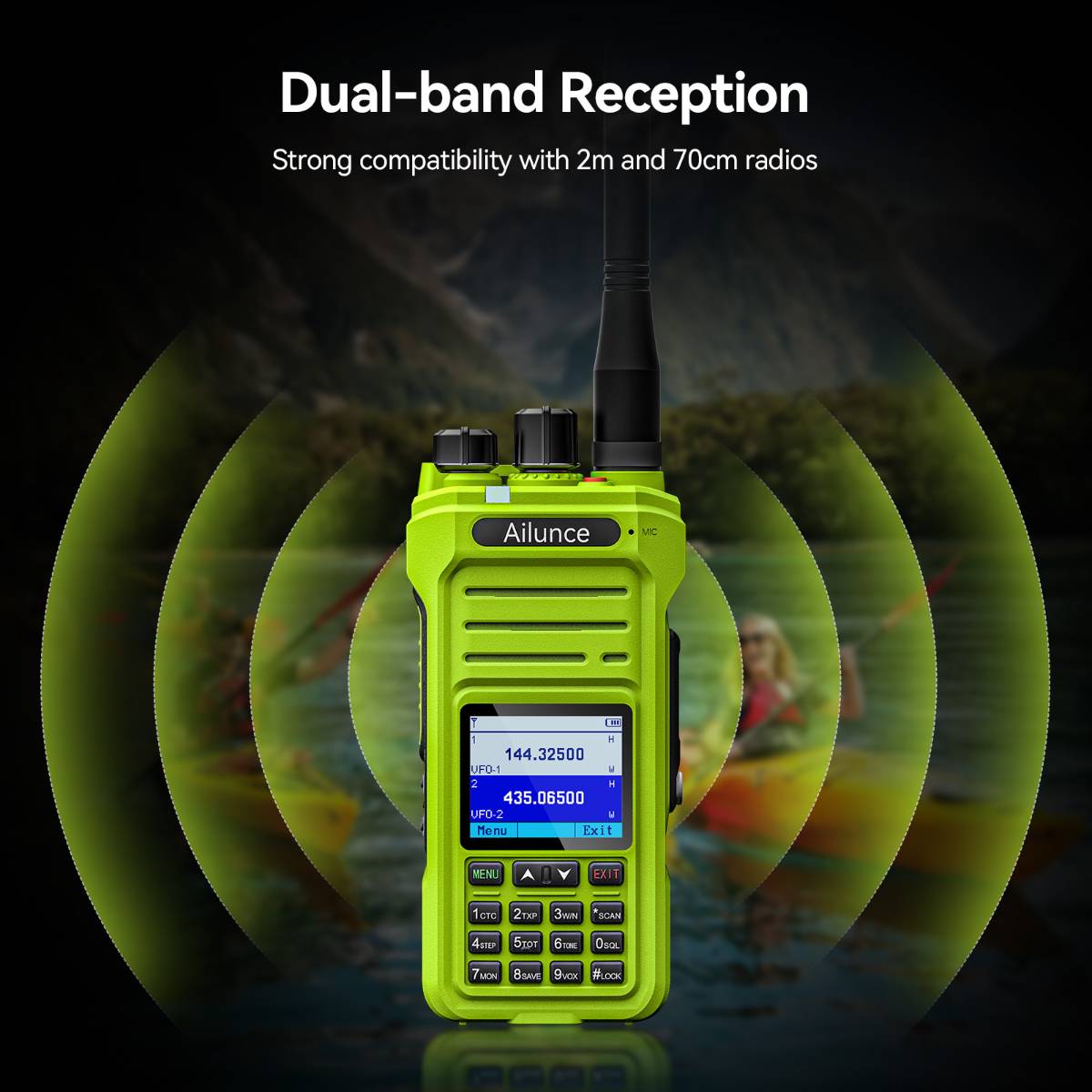 Ailunce HA1G 5W IP67 Rugged GMRS Radio with 256 Channels(Green)