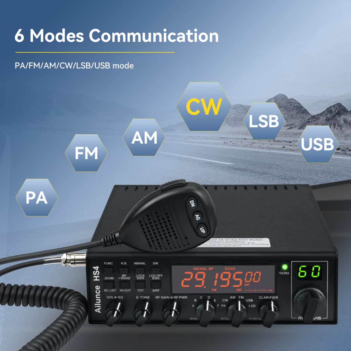 Retevis Ailunce HS4 10 Meter SSB Ham Radio AM/FM/PA/ Mobile HF ...