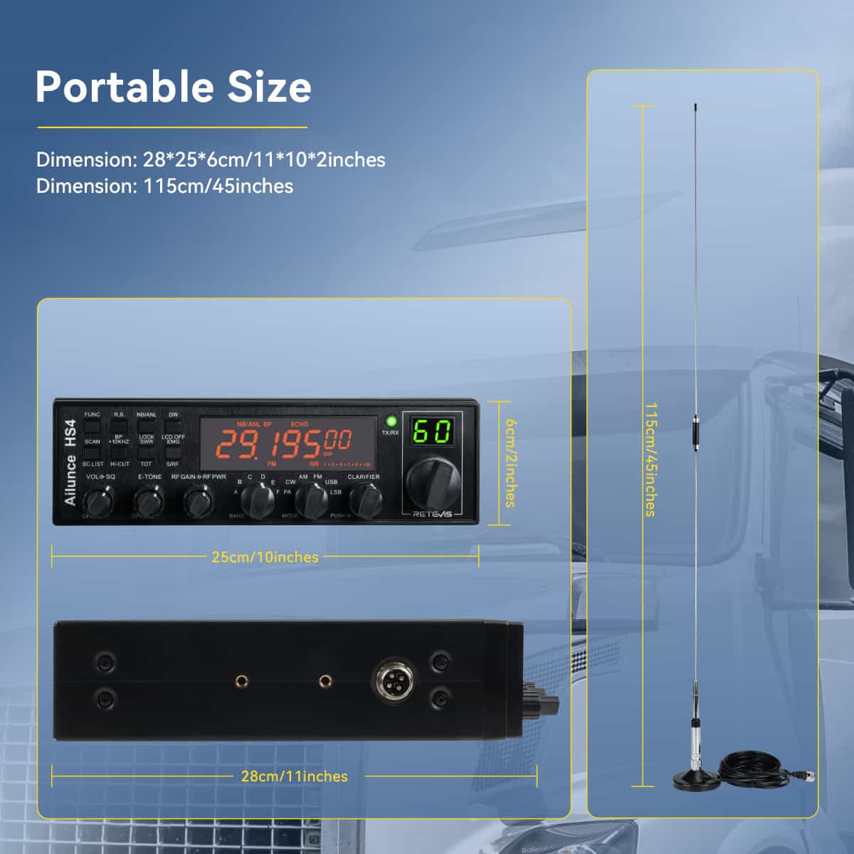 Retevis Ailunce HS4 10 Meter SSB Ham Radio AM/FM/PA/ Mobile HF ...