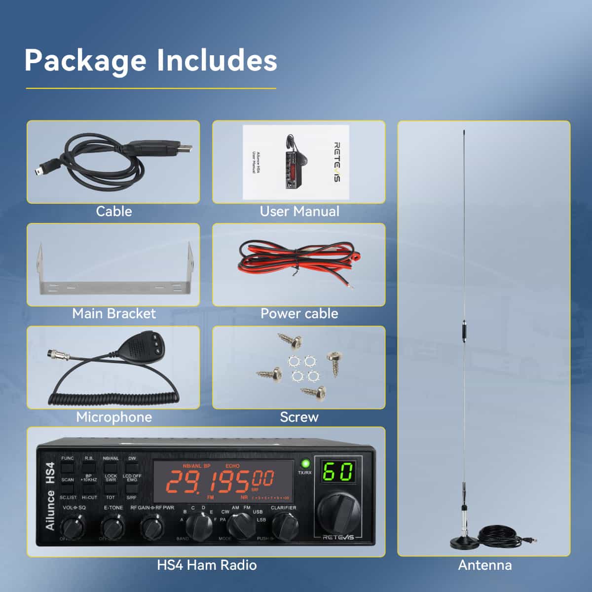 Retevis Ailunce HS4 10 Meter SSB Ham Radio AM/FM/PA/ Mobile HF ...