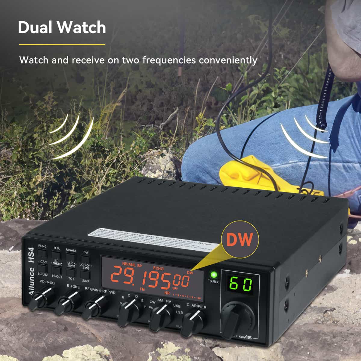 Ailunce HS4 10 Meter SSB Ham Radio AM/FM/PA/USB/LSB/CW Mobile Transceiver