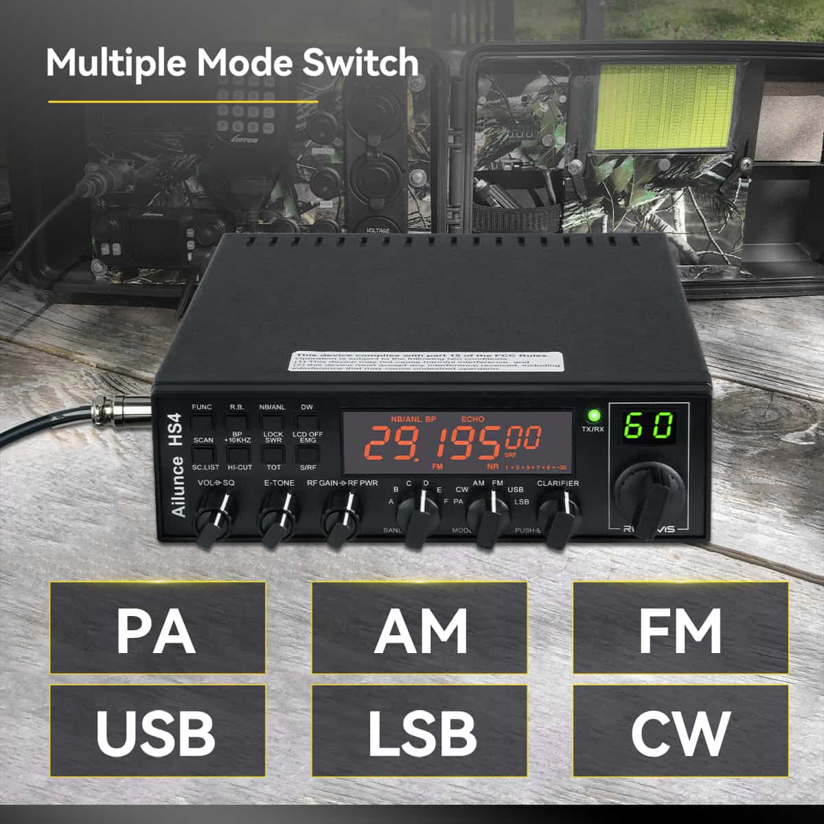 Ailunce HS4 10 Meter SSB Ham Radio AM/FM/PA/USB/LSB/CW Mobile Transceiver