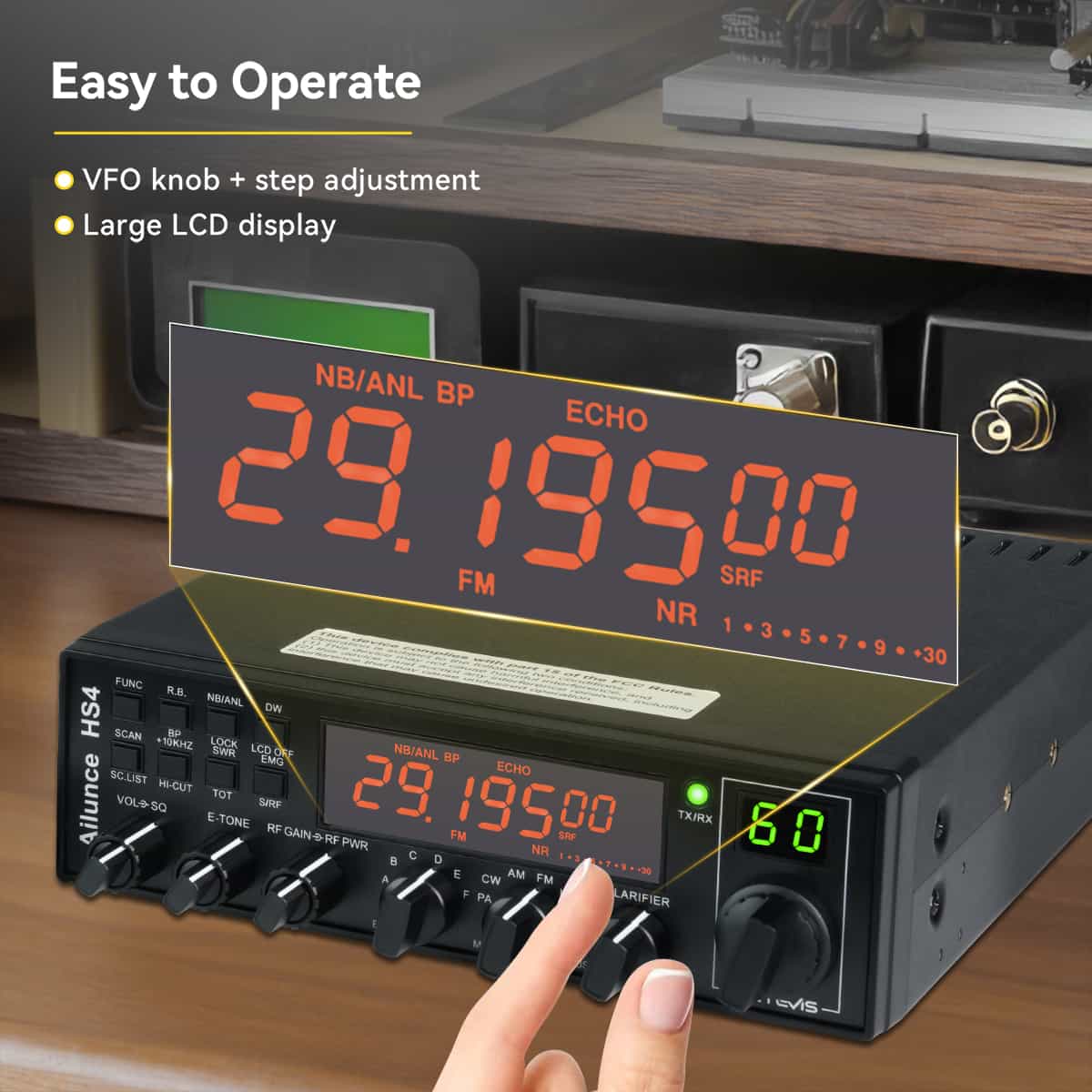 Ailunce HS4 10 Meter SSB Ham Radio AM/FM/PA/USB/LSB/CW Mobile Transceiver